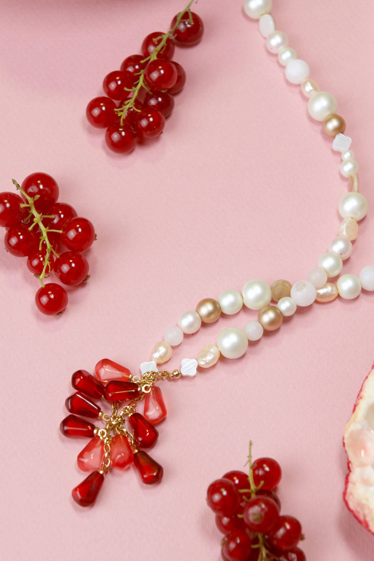 POMEGRANATE Necklace || Mother-of-Pearls Beads Necklace || Pearls ...